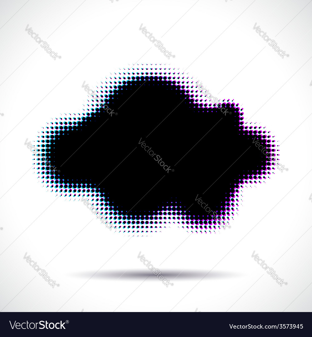 Halftone cloud shape with color aberrations Vector Image