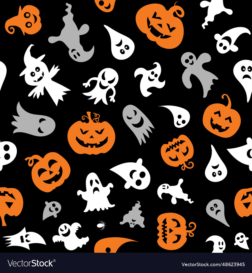 Happy halloween seamless pattern with pumpkins Vector Image