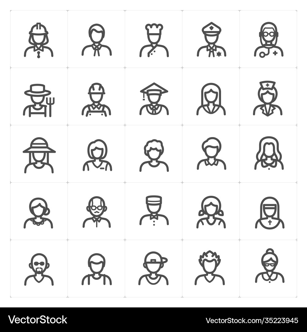 Icon set - avatar and people outline stroke Vector Image