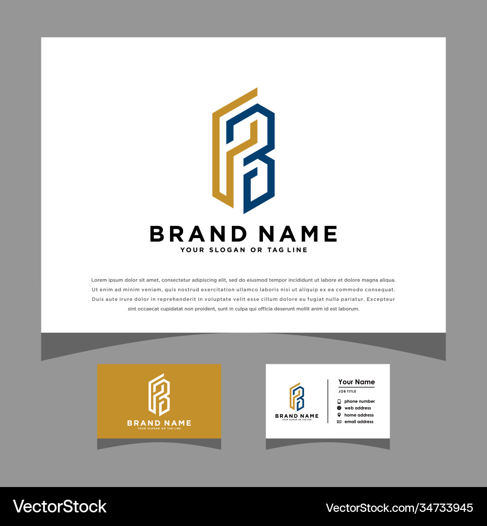 Initials letter pb logo with a business card Vector Image