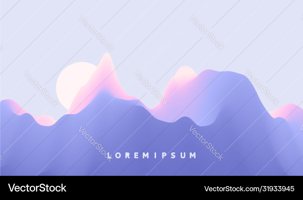 Landscape with mountains and sun sunrise Vector Image