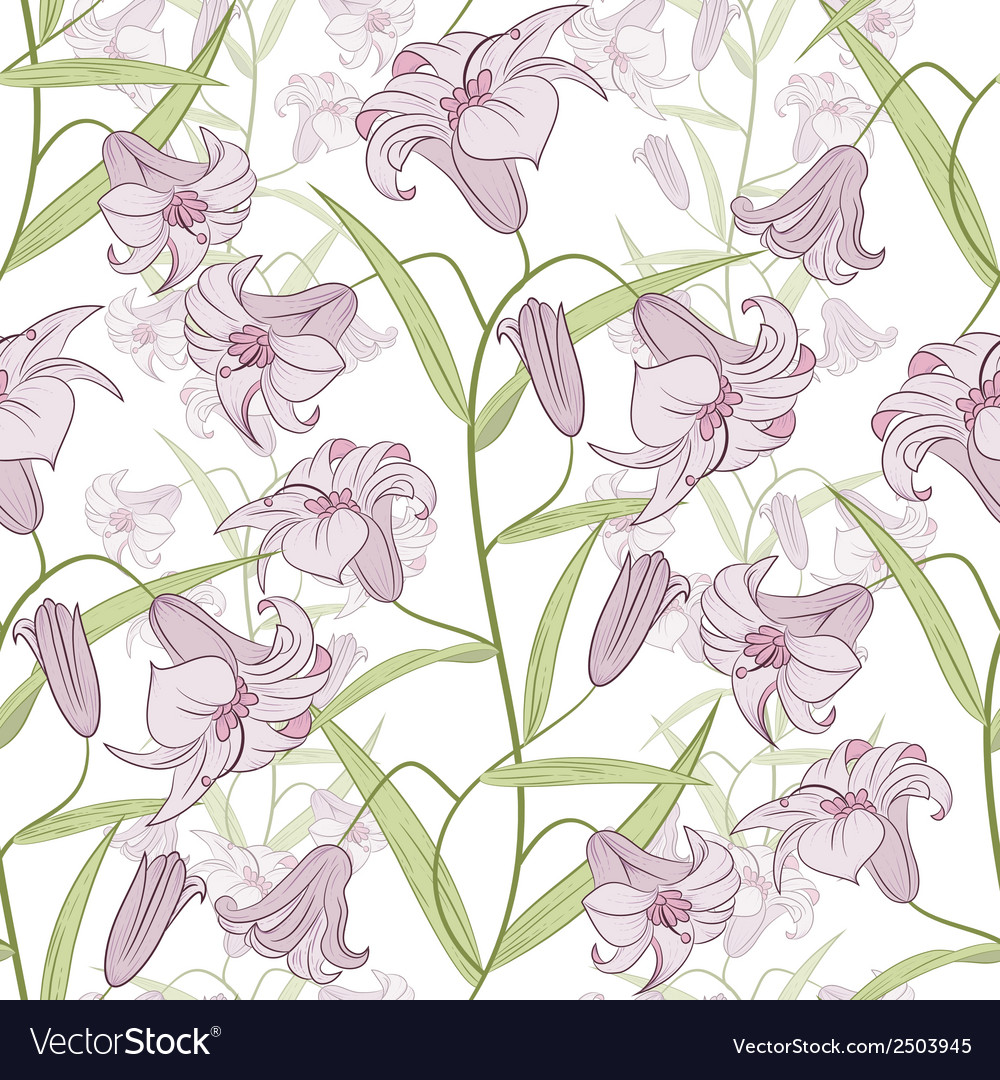 Lily seamless pattern Royalty Free Vector Image