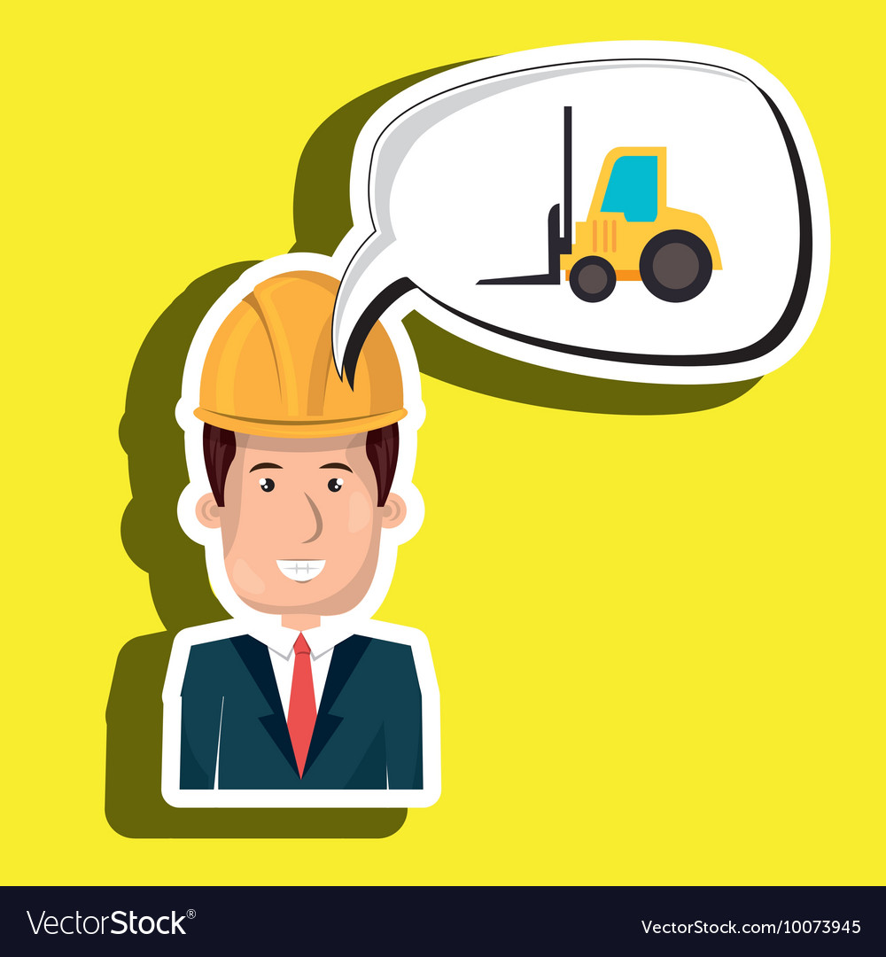 Man construction tool gears Royalty Free Vector Image