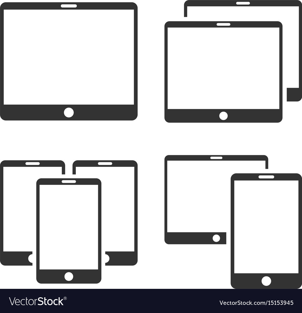 Mobile device flat icon set Royalty Free Vector Image