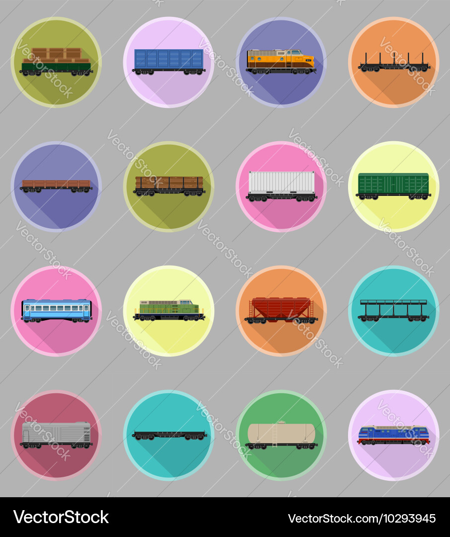 Railway transport flat icons 19 Royalty Free Vector Image