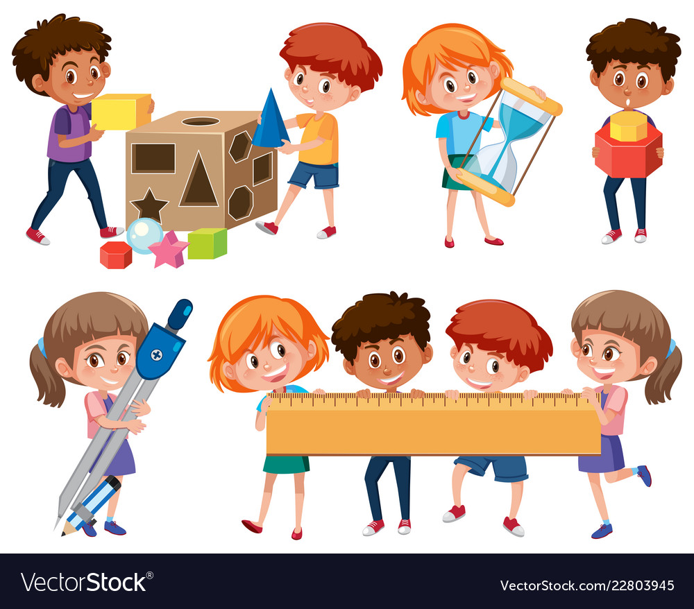 Set student learning math tools Royalty Free Vector Image
