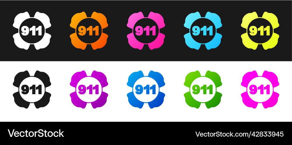 Set telephone with emergency call 911 icon Vector Image
