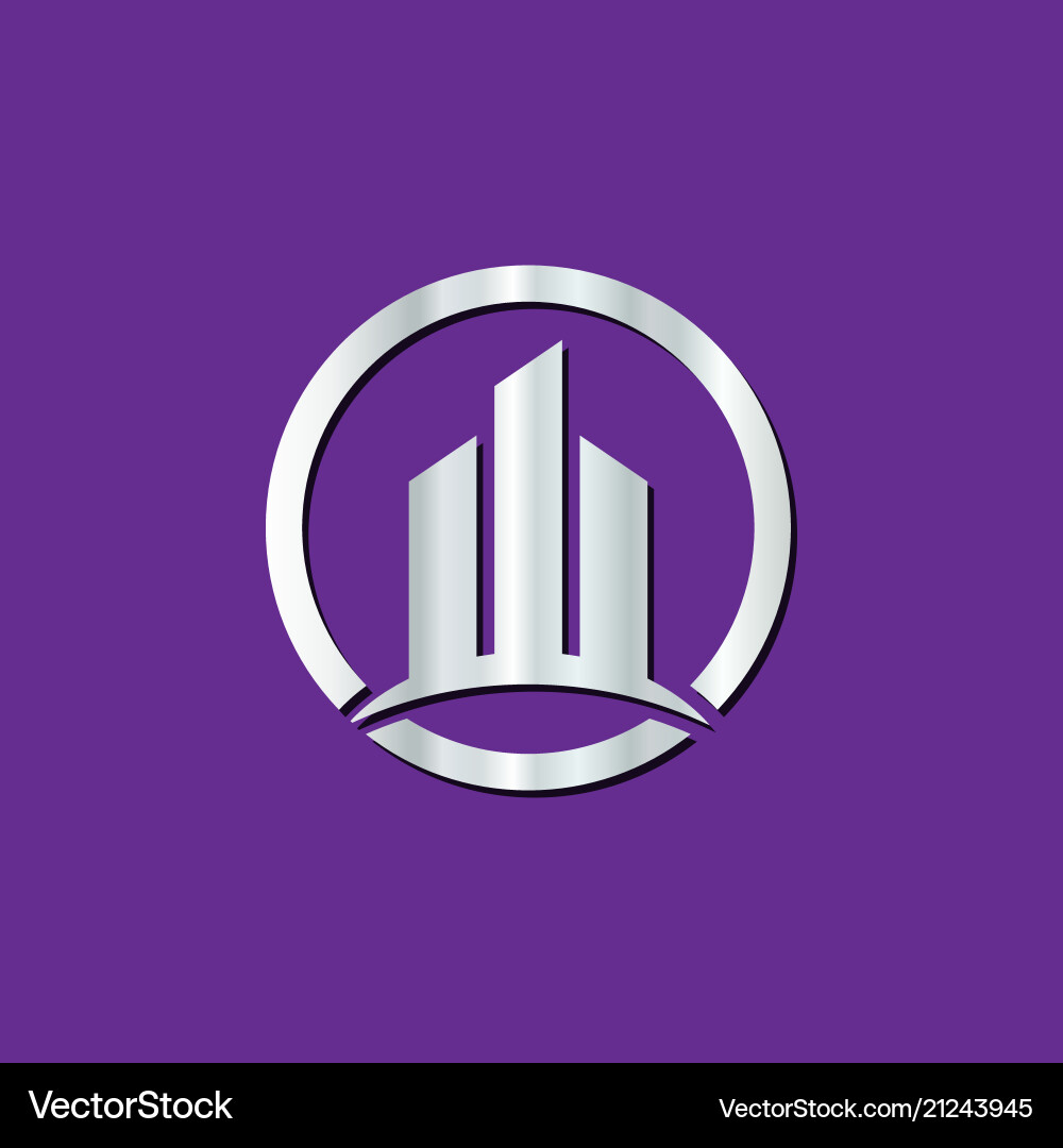 Silver glossy real estate building logo design Vector Image