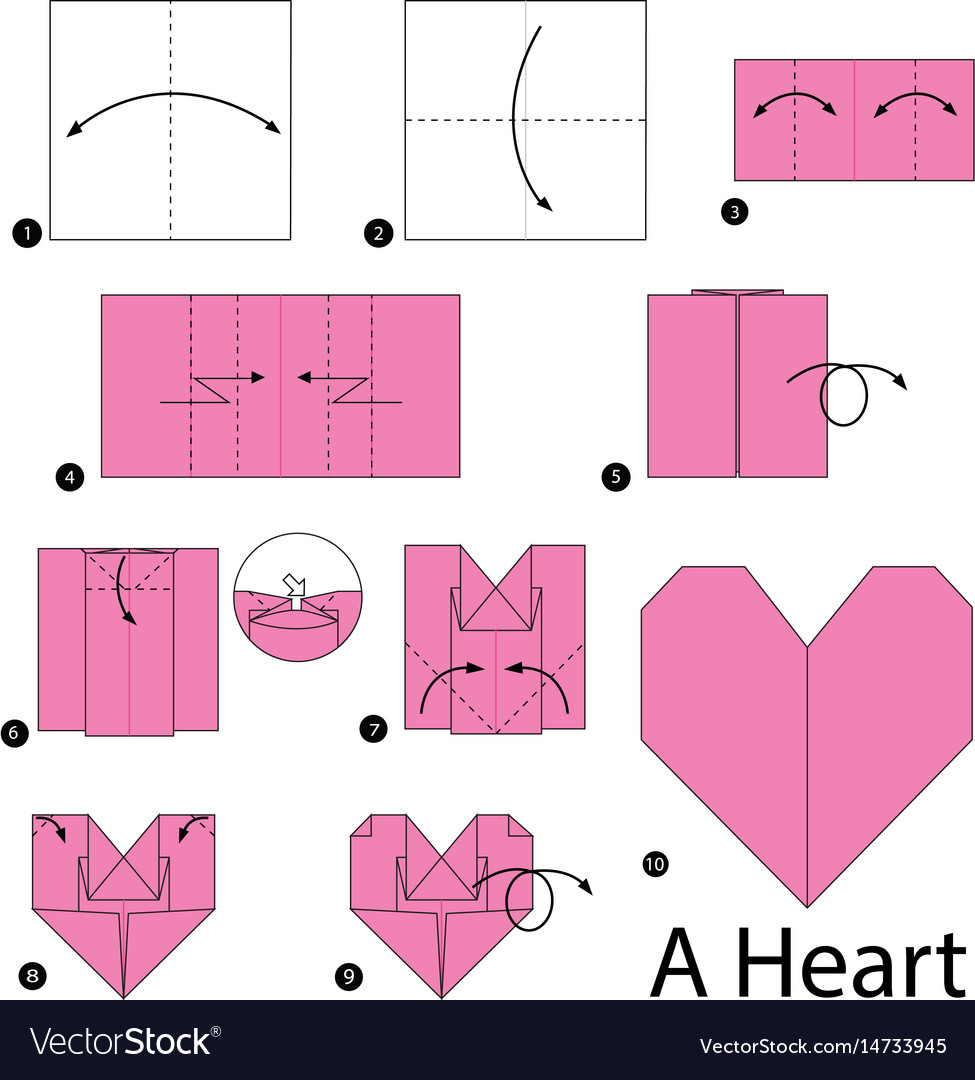 Step By Step Instructions How To Make Origami Vector Image