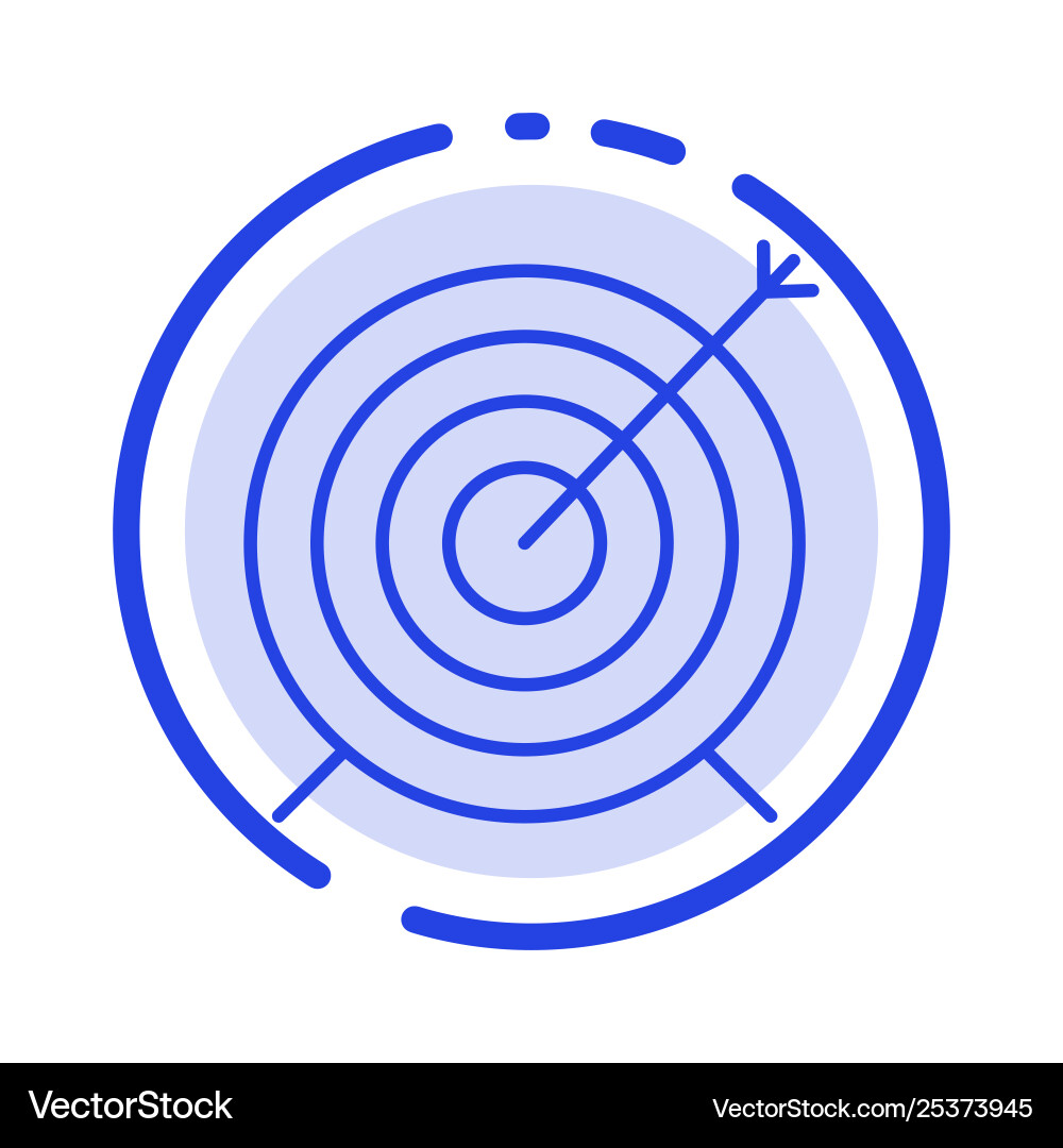 Target dart goal focus blue dotted line icon Vector Image