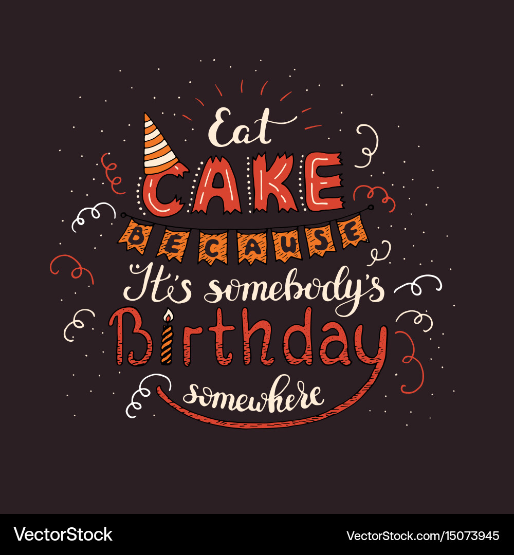 Unique lettering poster with a phrase eat cake Vector Image
