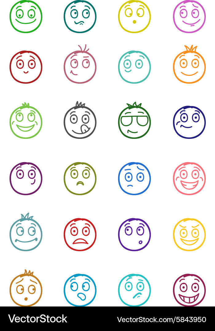 24 smiles icons set 1 Royalty Free Vector Image