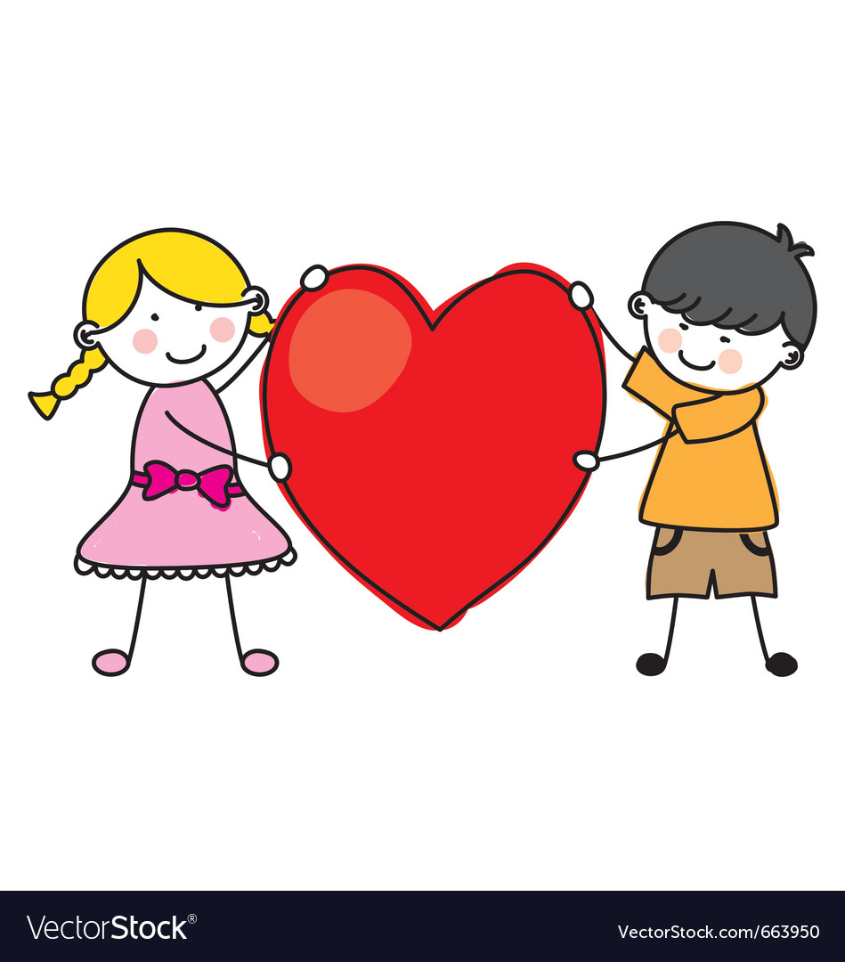 Children holding a heart Royalty Free Vector Image