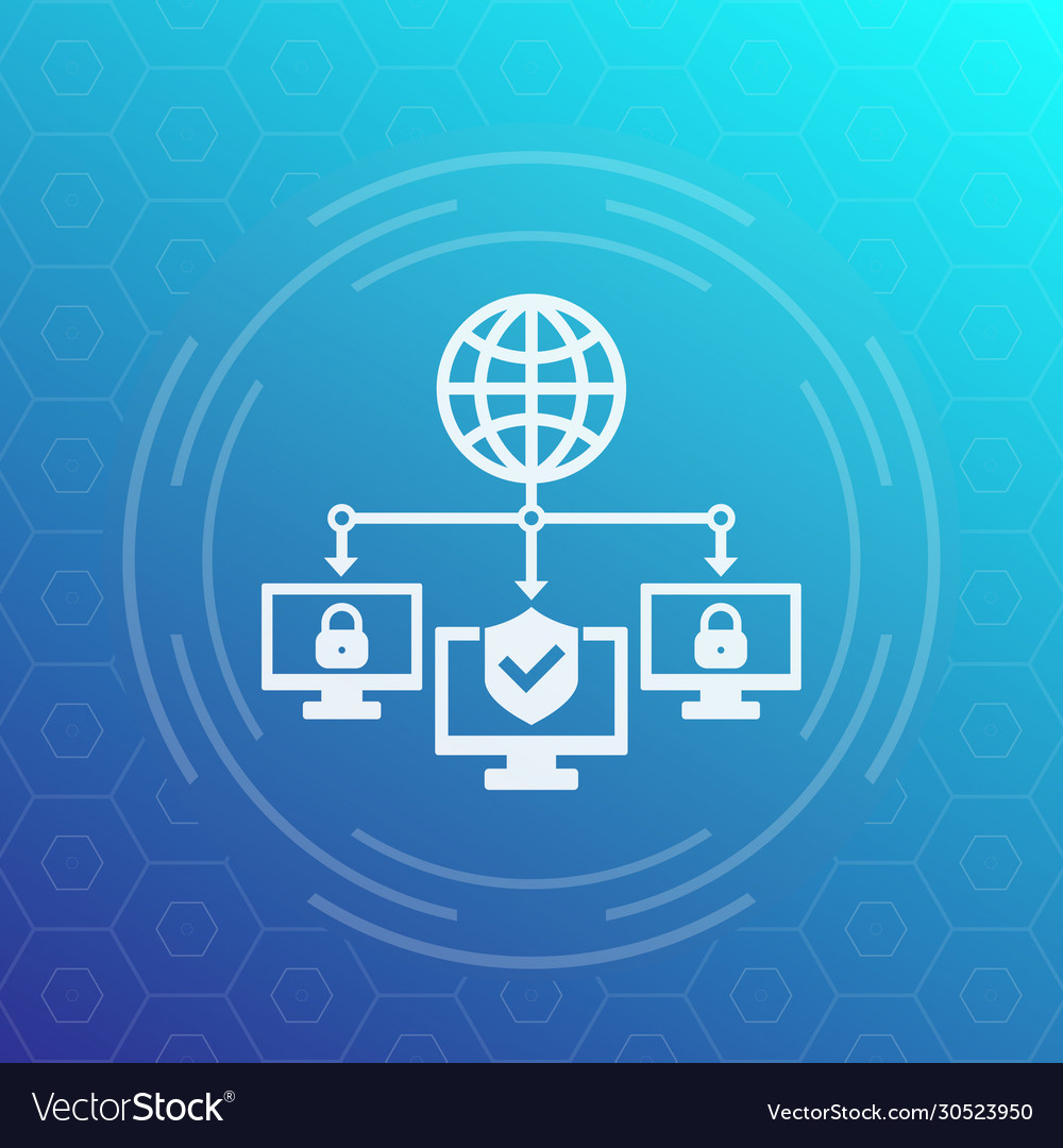 Computer network cybersecurity icon Royalty Free Vector