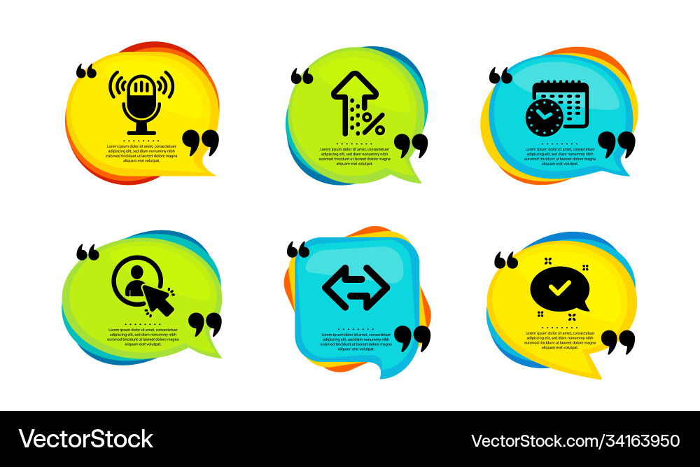 Increasing percent user and microphone icons set Vector Image