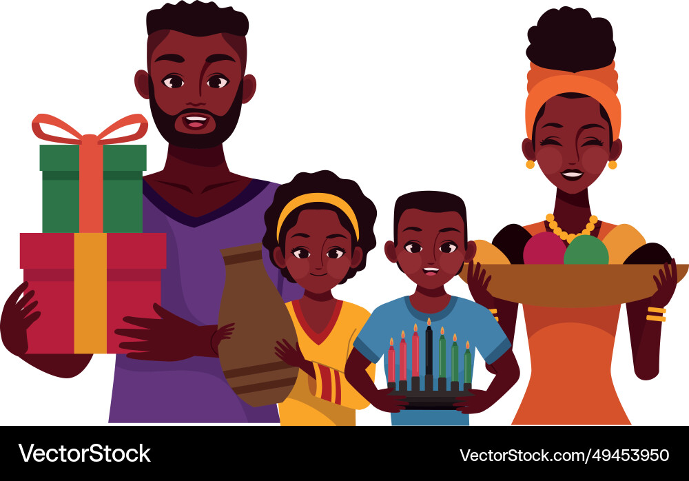Kwanzaa family characters Royalty Free Vector Image