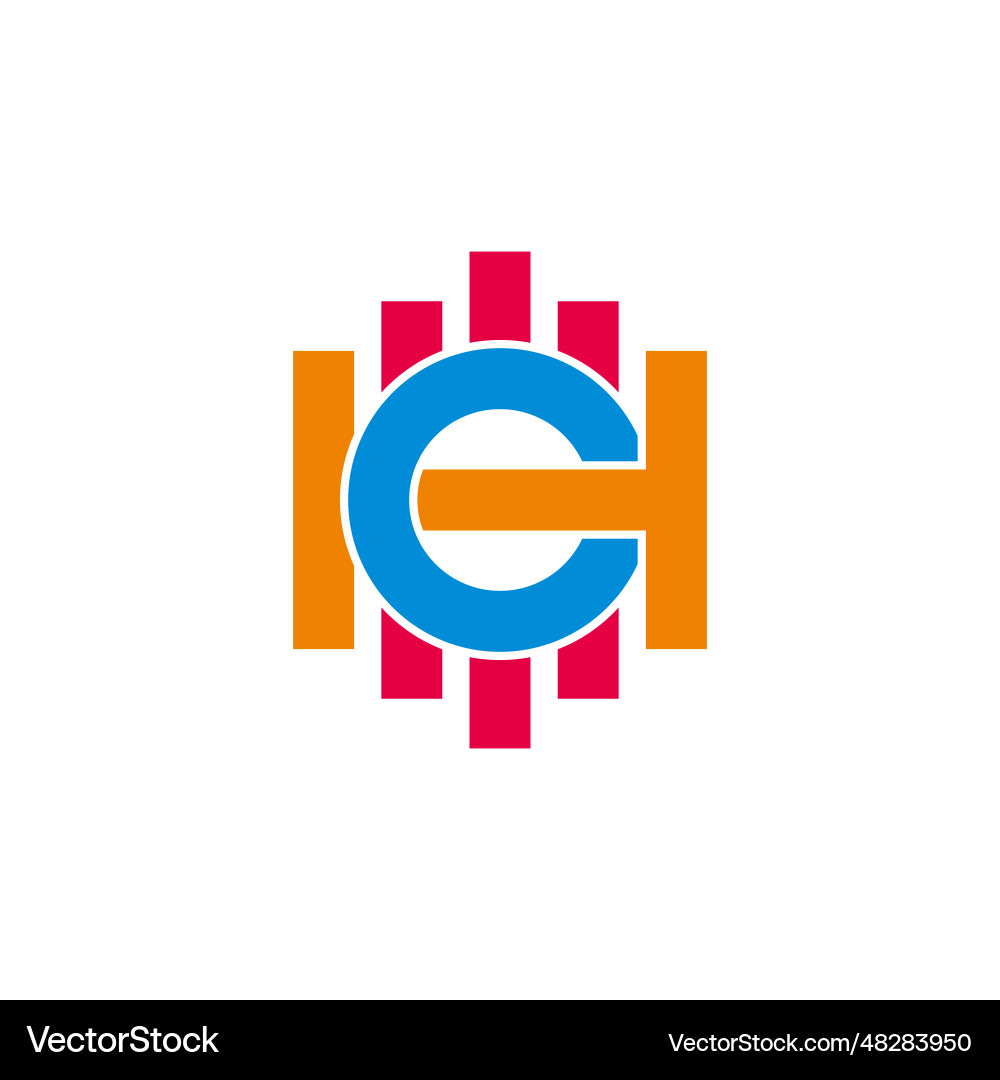 Letter ch stripe colorful geometric logo Vector Image