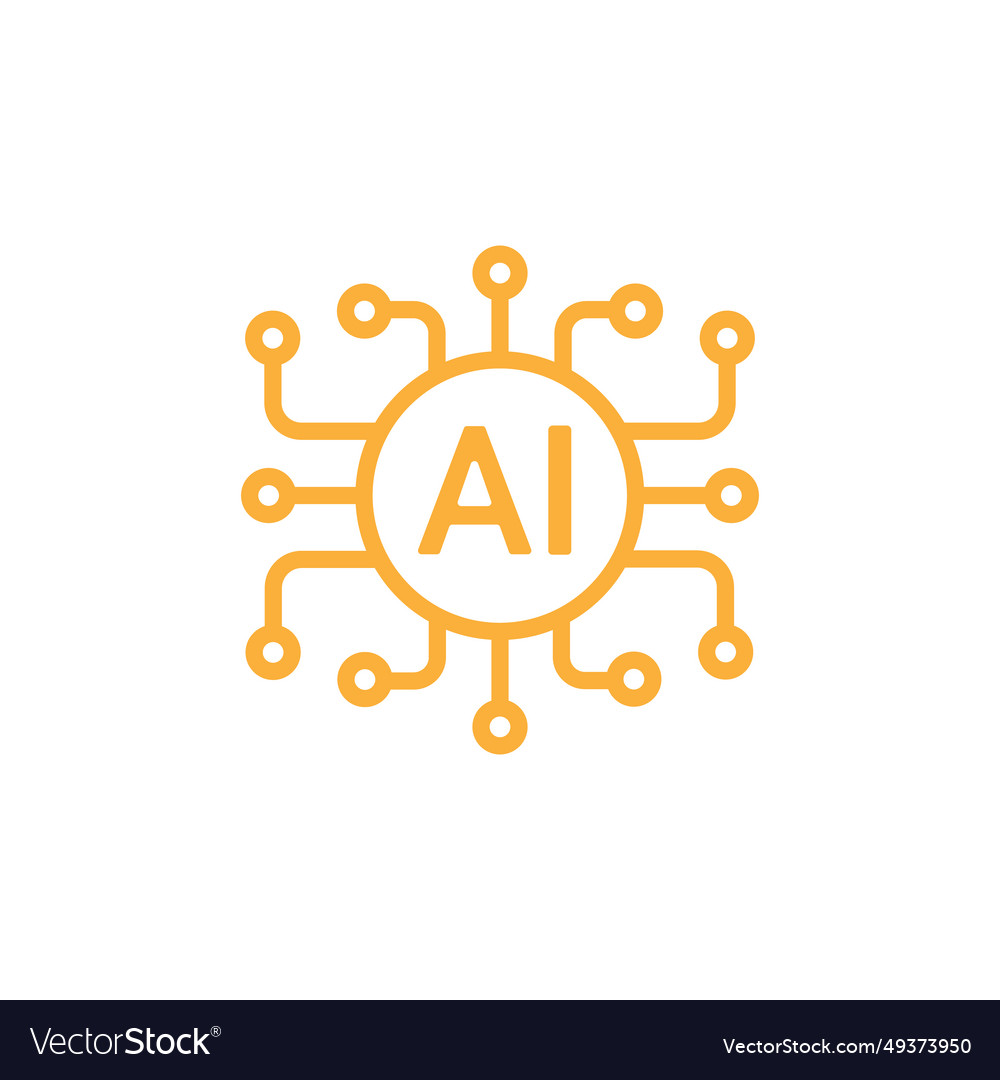 Orange artificial intelligence ai processor chip Vector Image