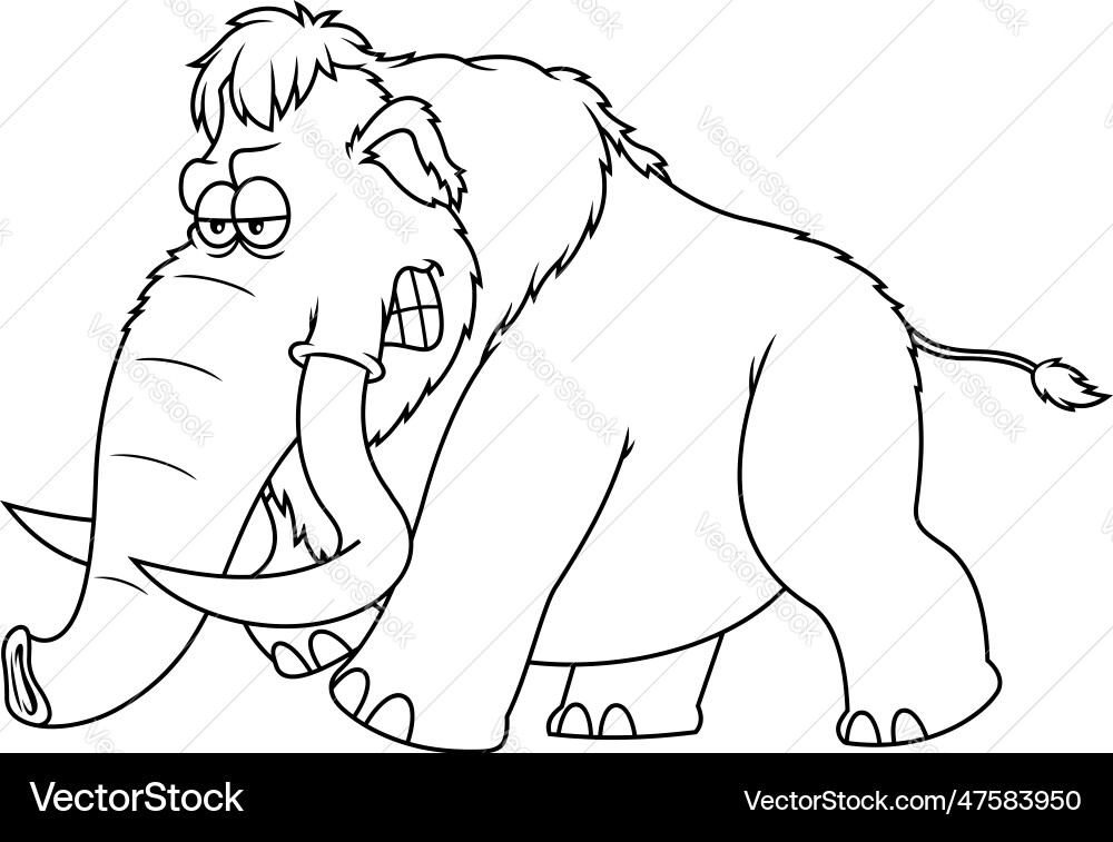 Outlined angry mammoth cartoon character running Vector Image