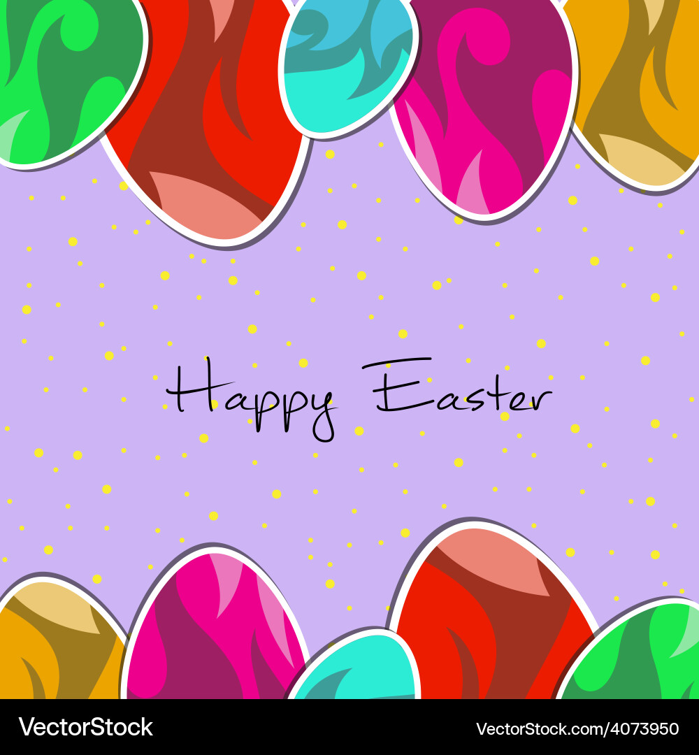 Paper eggs happy easter card violet Royalty Free Vector
