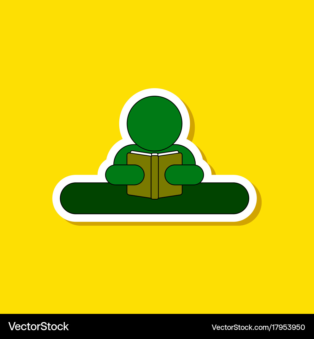 Paper sticker on stylish background man reading Vector Image