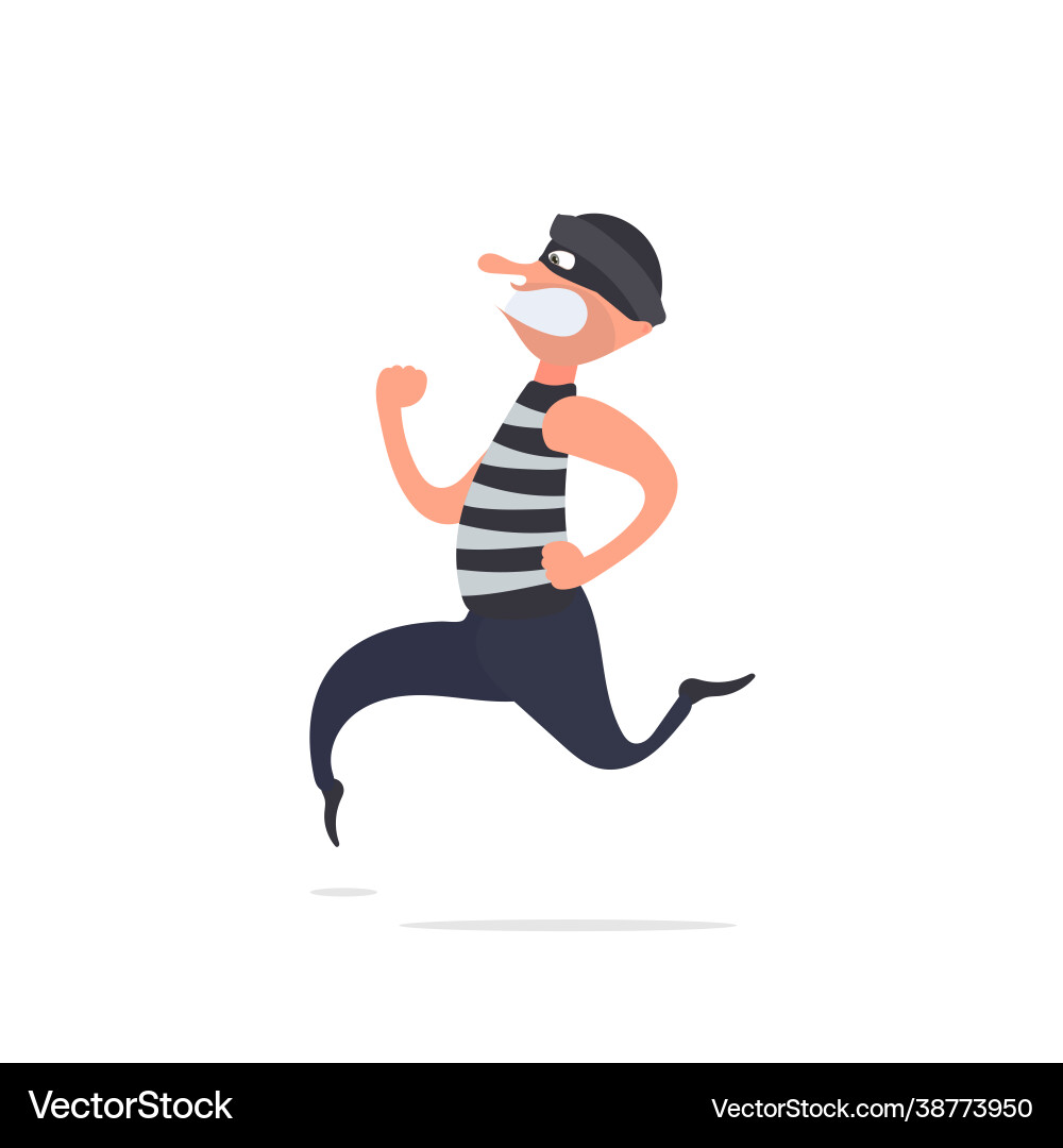 Robber runs away criminal is running Royalty Free Vector