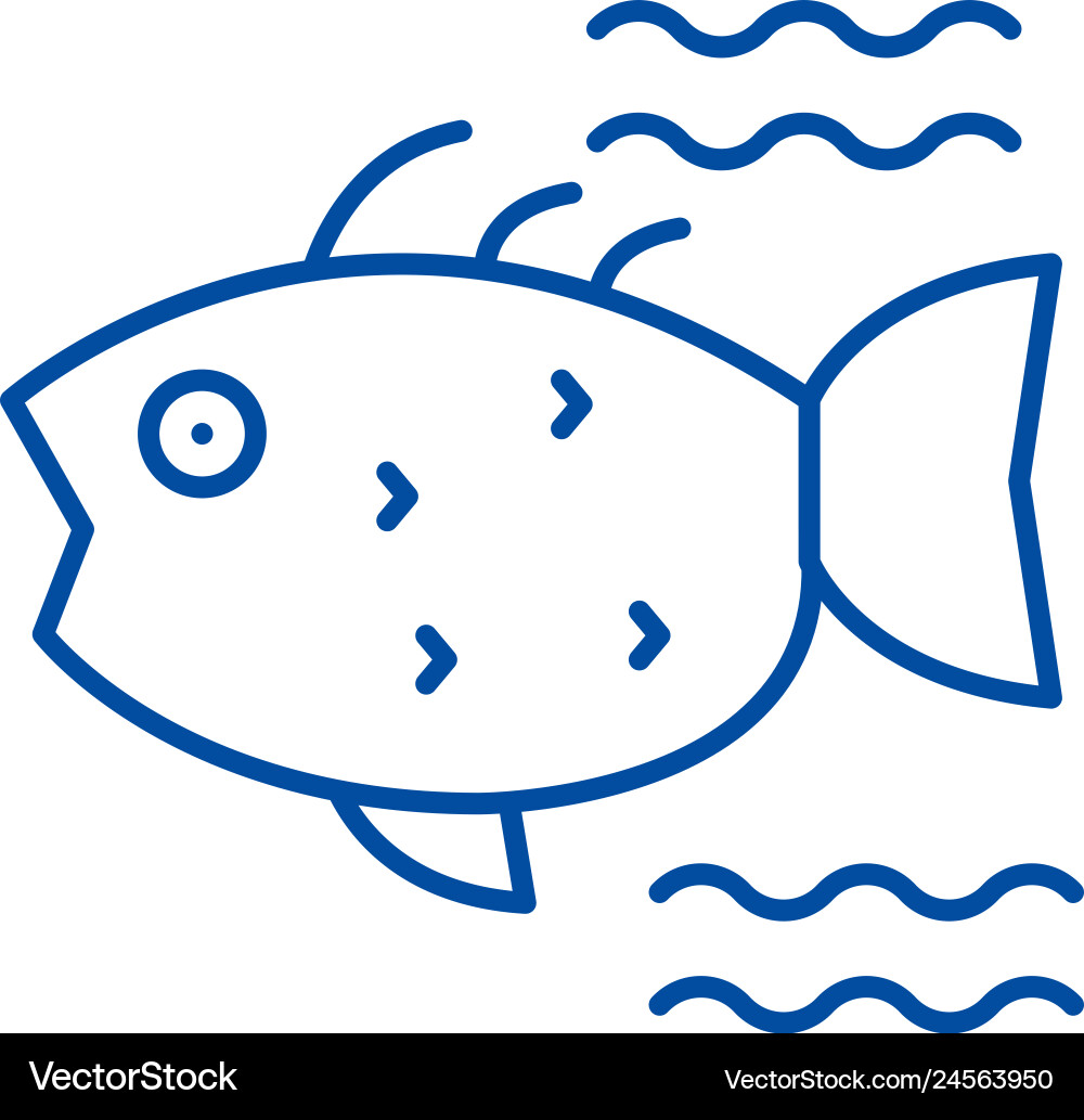 Sea fish line icon concept fish flat Royalty Free Vector