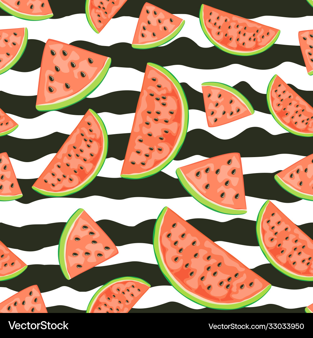 Seamless background with watermelon and black Vector Image