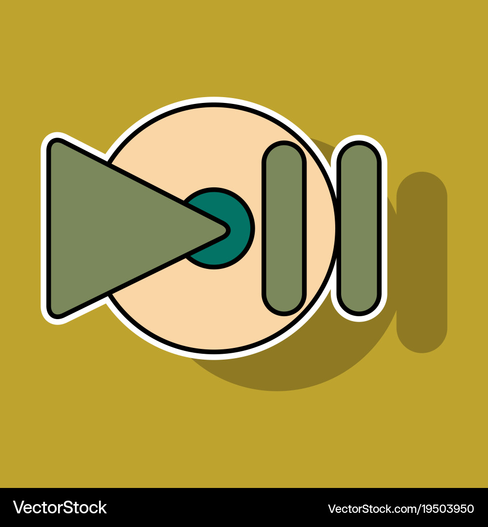 Sticker play sign flat style icon on background Vector Image