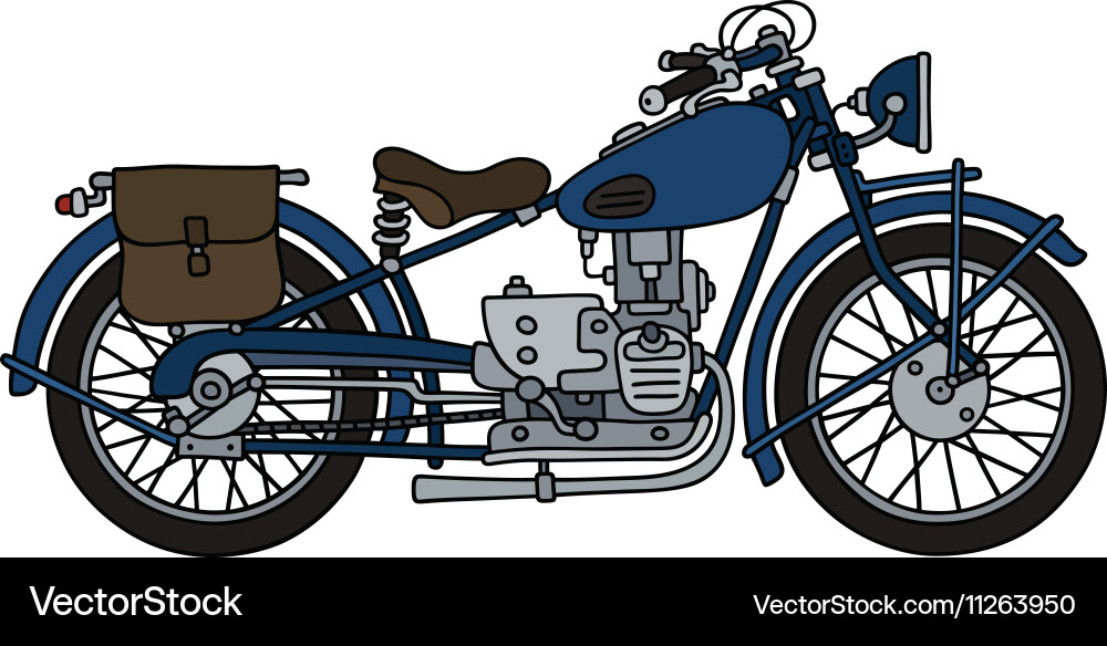 Vintage blue motorcycle Royalty Free Vector Image