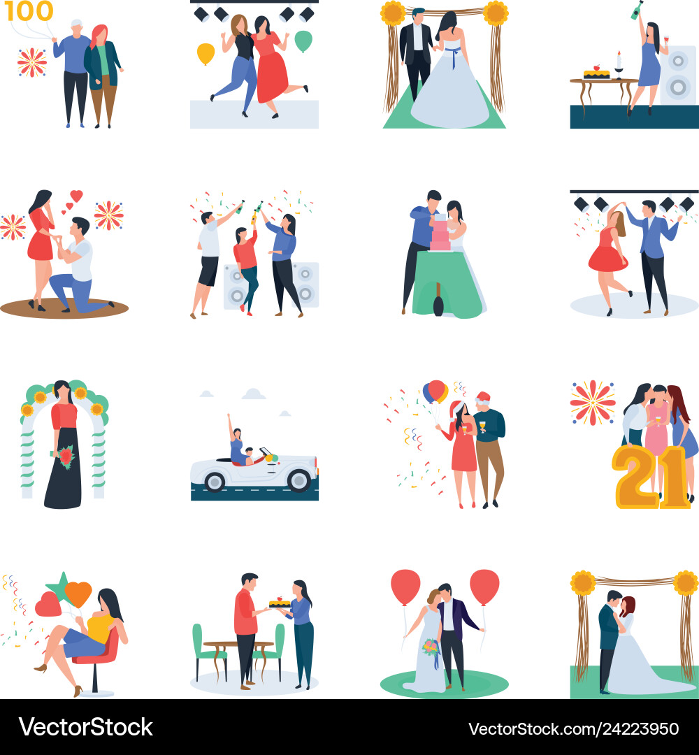 Wedding celebration party birthday set Royalty Free Vector