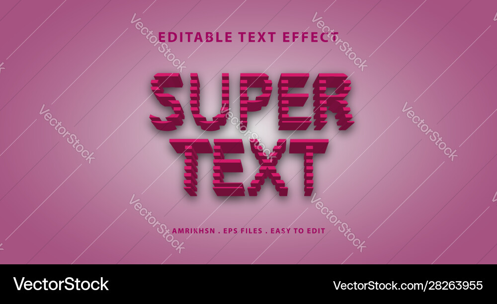 3d super text effect editable Royalty Free Vector Image