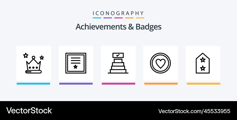Achievements and badges line 5 icon pack Vector Image