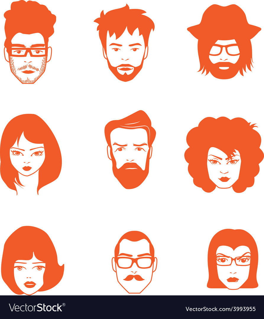 Characters faces Royalty Free Vector Image - VectorStock
