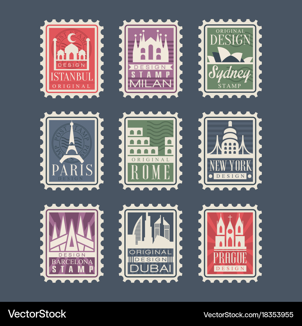 Collection of stamps from different countries with