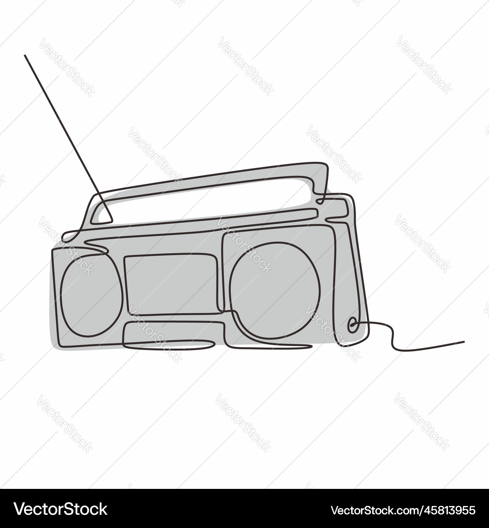 Continuous line drawing old radio one lineart Vector Image