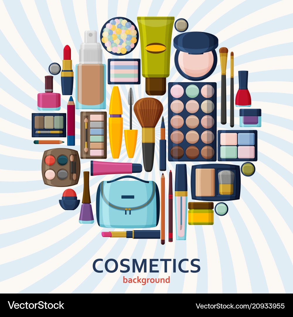 Decorative cosmetics for face lips skin eyes Vector Image