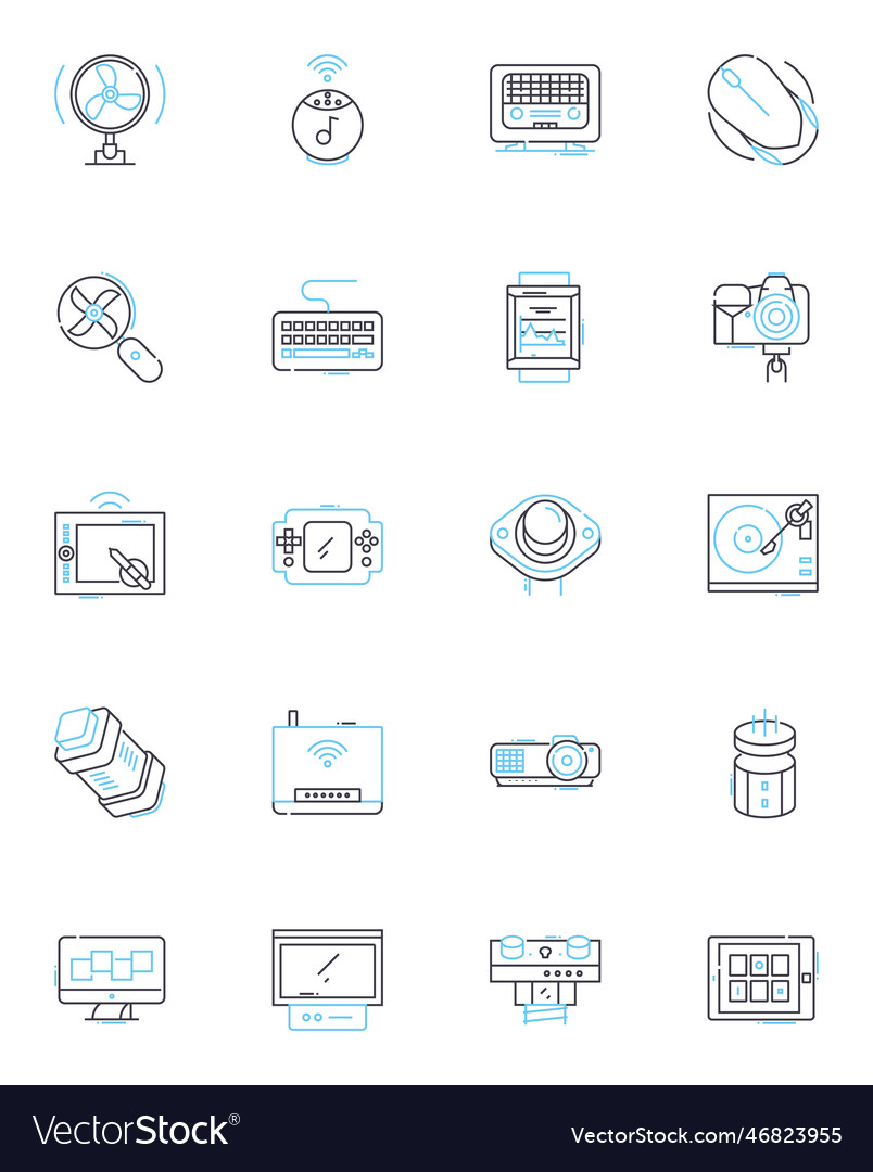 Electronic Integration Linear Icons Set Royalty Free Vector