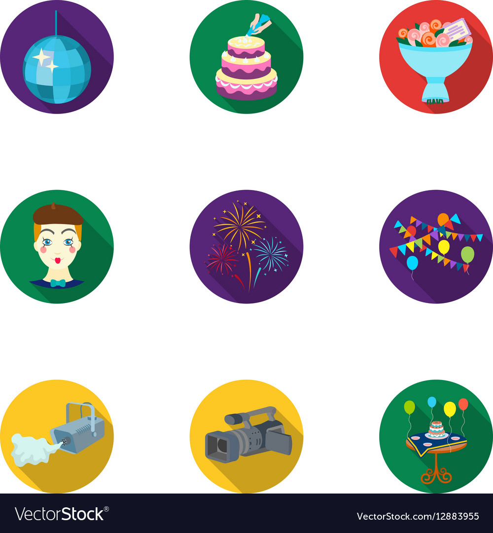 Event service set icons in flat style big Vector Image