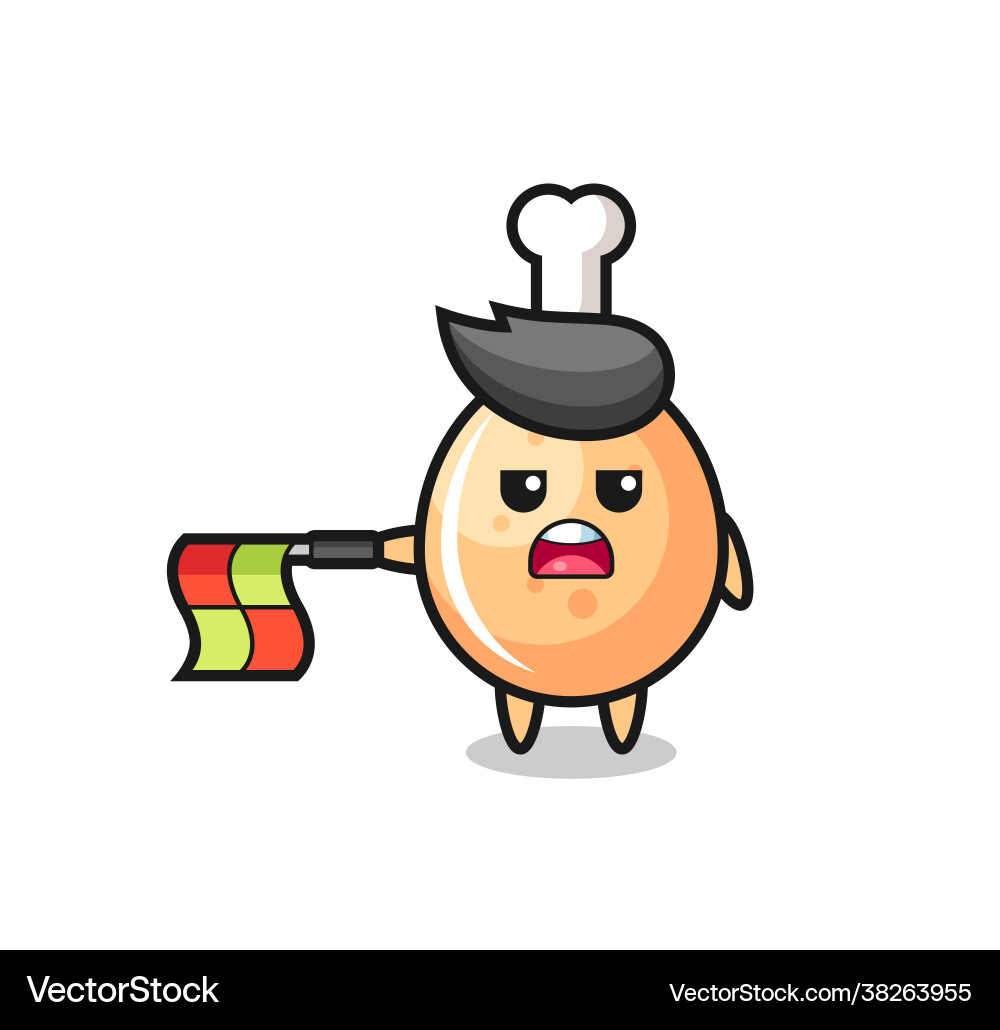 Fried chicken character as line judge hold Vector Image