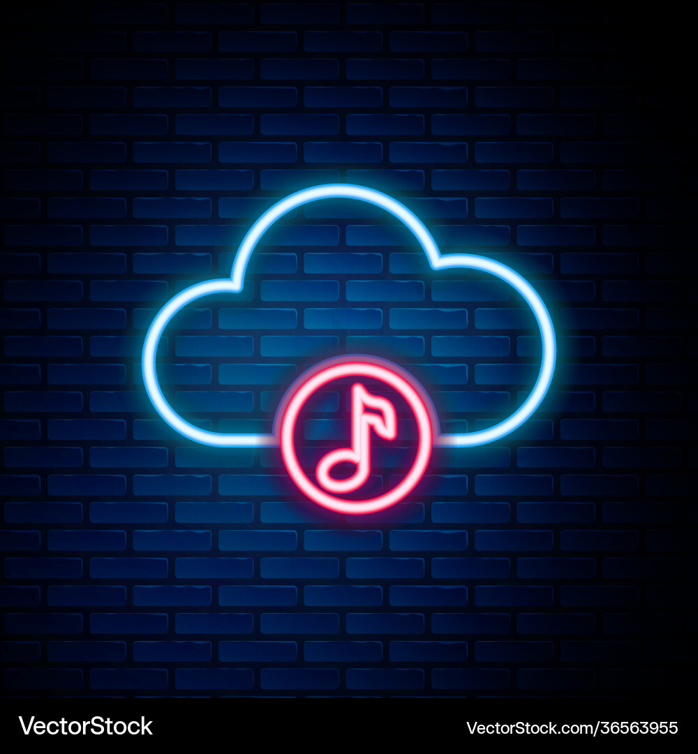 Glowing neon line music streaming service icon Vector Image