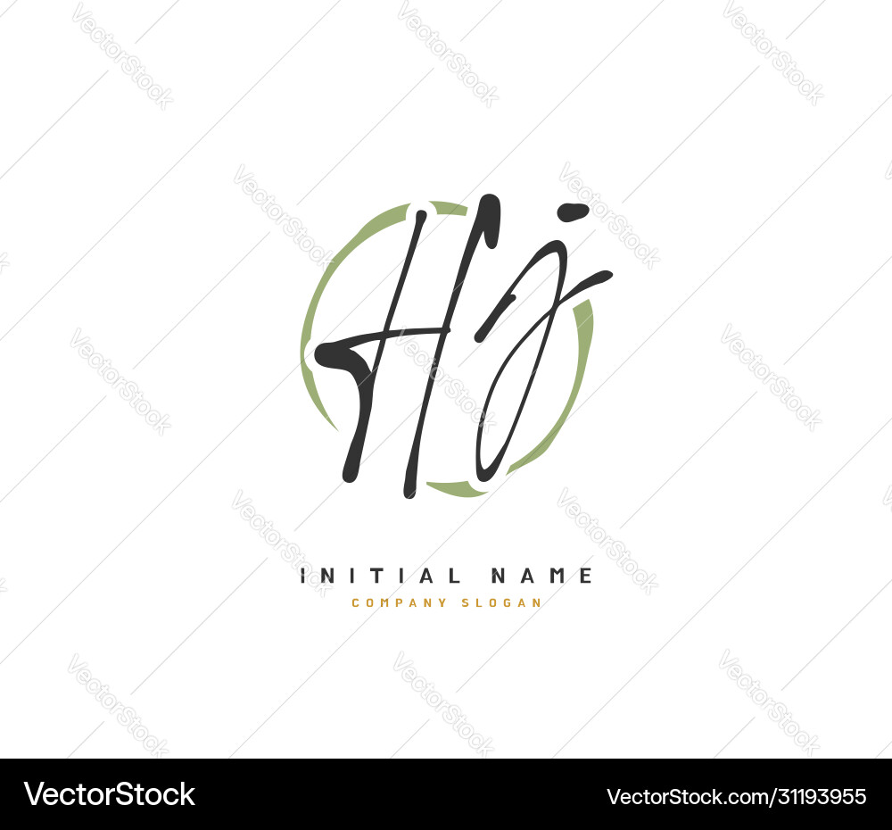 H j hj beauty initial logo handwriting logo Vector Image
