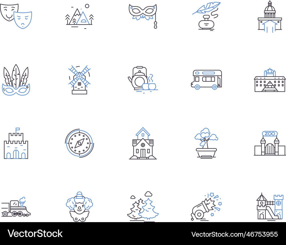 History outline icons collection past timeline Vector Image