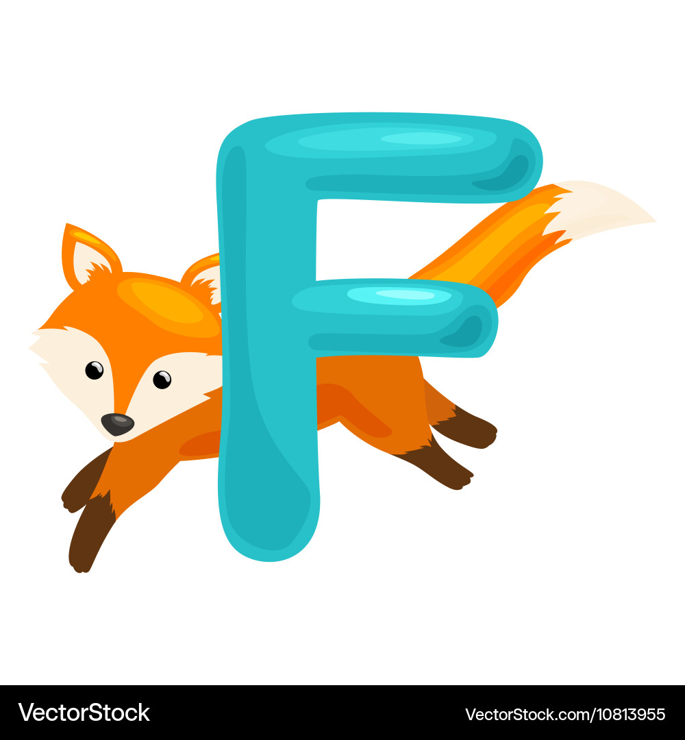 Letter with animal fox for abc education Vector Image