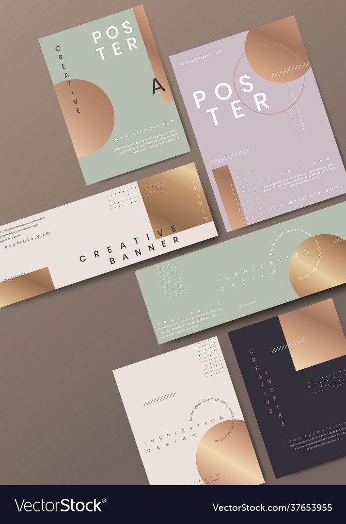 Modern copper layout set Royalty Free Vector Image