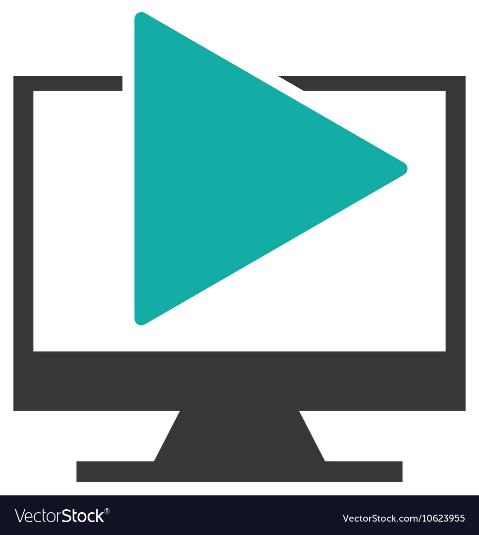 Monitor computer with button audio menu Royalty Free Vector