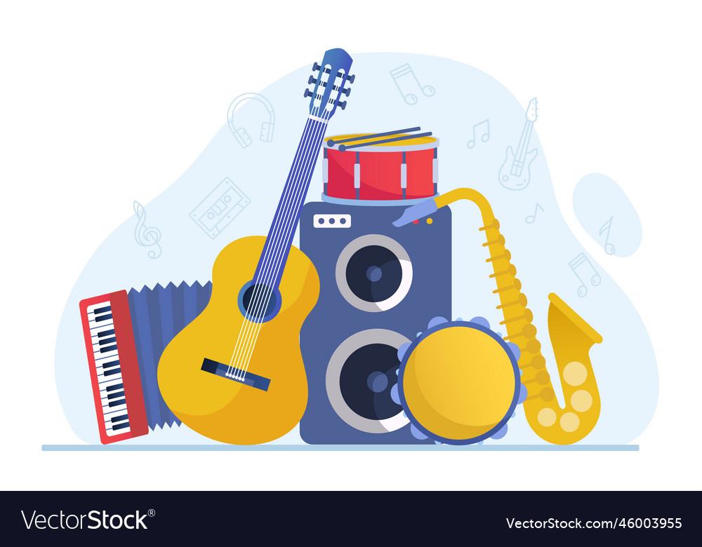 Musical instruments composition Royalty Free Vector Image