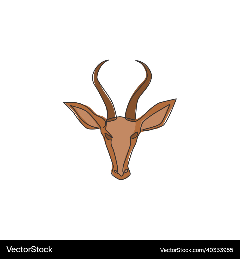 One continuous line drawing of adorable antelope Vector Image