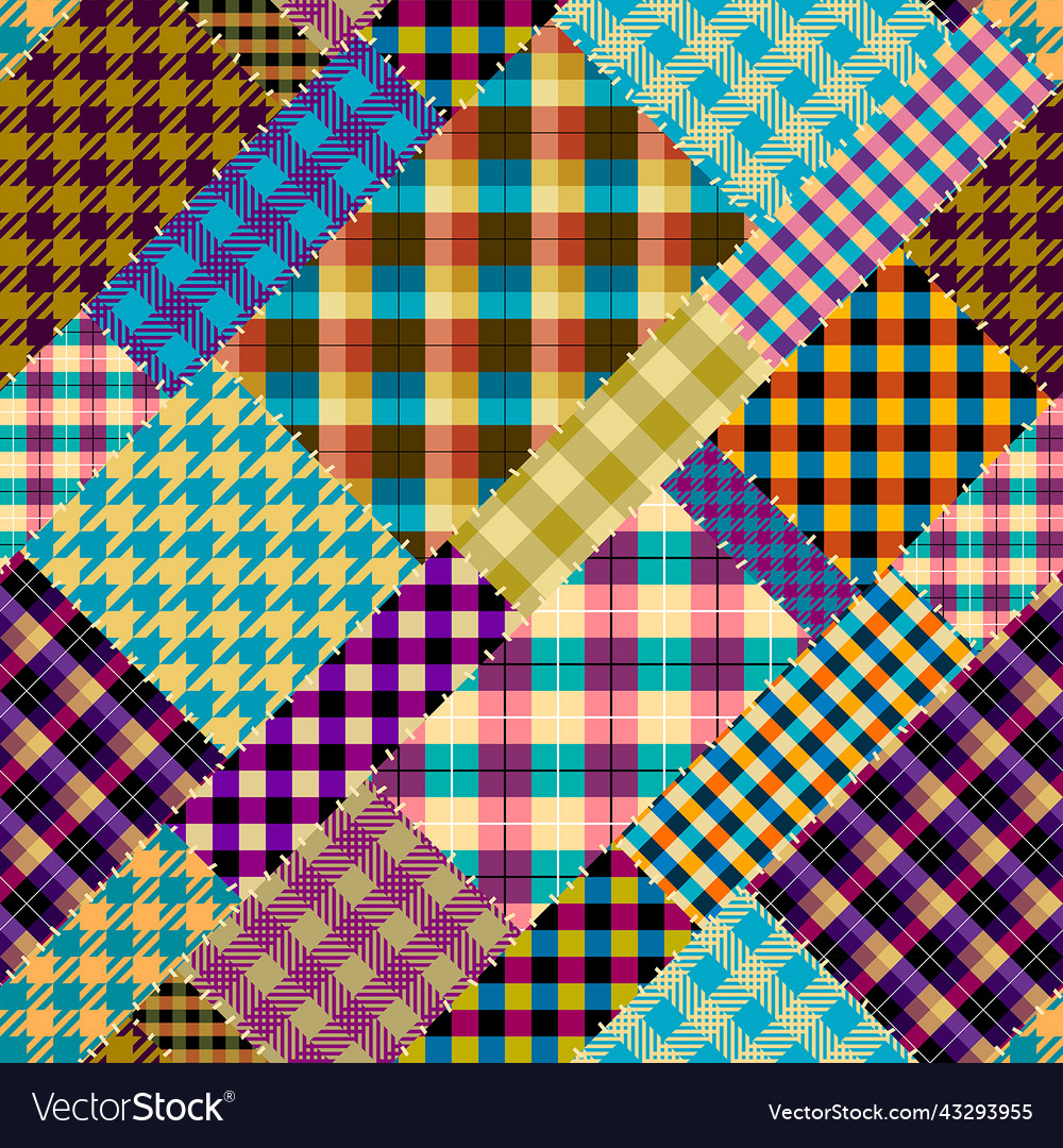 Patchwork textile pattern seamless quilting Vector Image