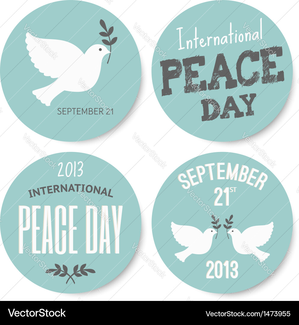 Peace day symbols stickers collection Royalty Free Vector